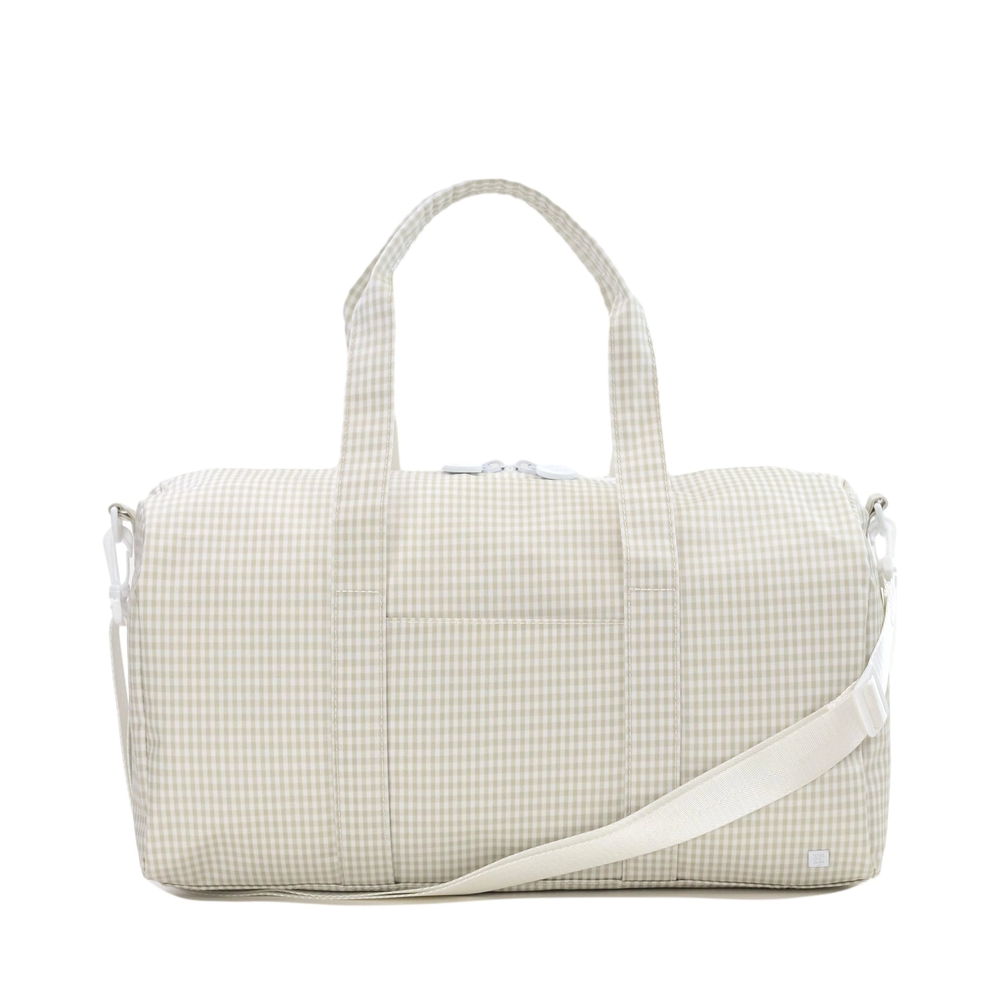 Weekender Duffel Bag Gingham Pearl Grey by TRVL Design | Lila & Hayes